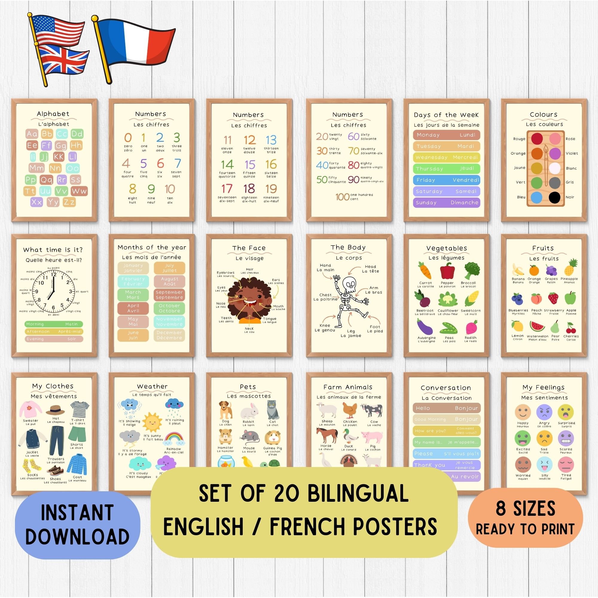 English French Educational Decoration Posters, French Ed Language ...