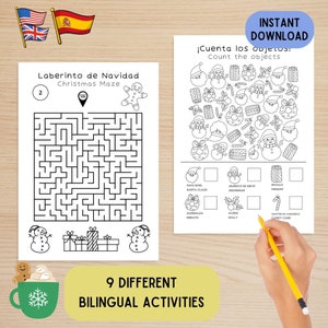 Printable Christmas Activities in Bilingual Spanish, Christmas ...