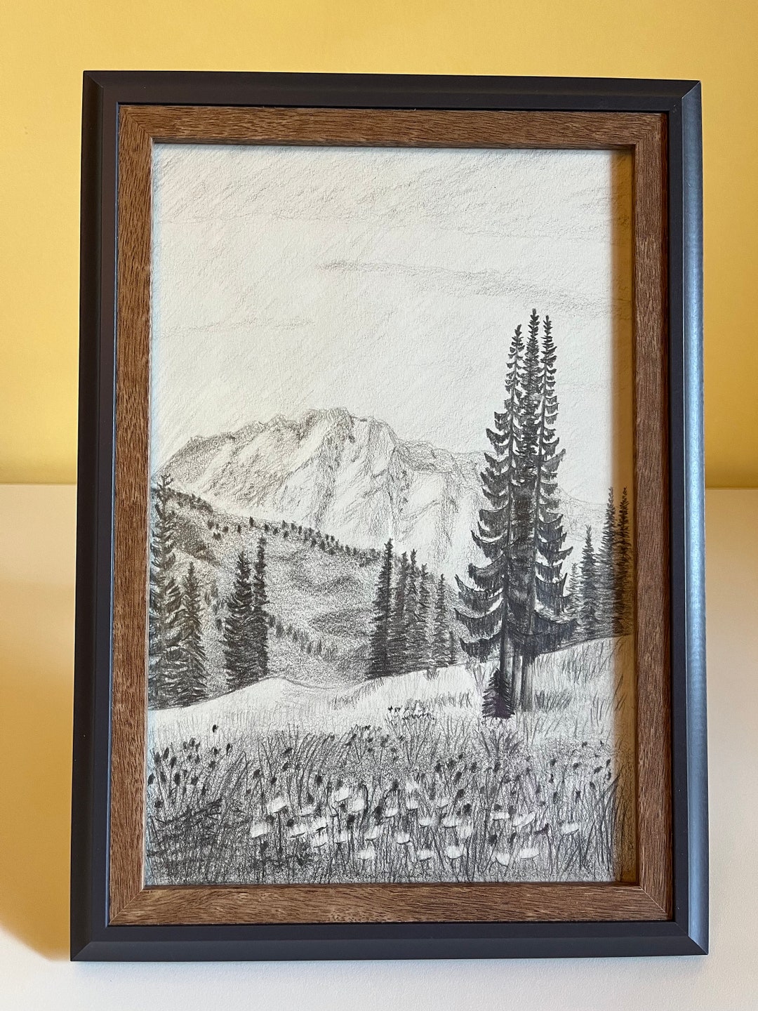 Pencil Drawing: Mountain Landscape - Etsy