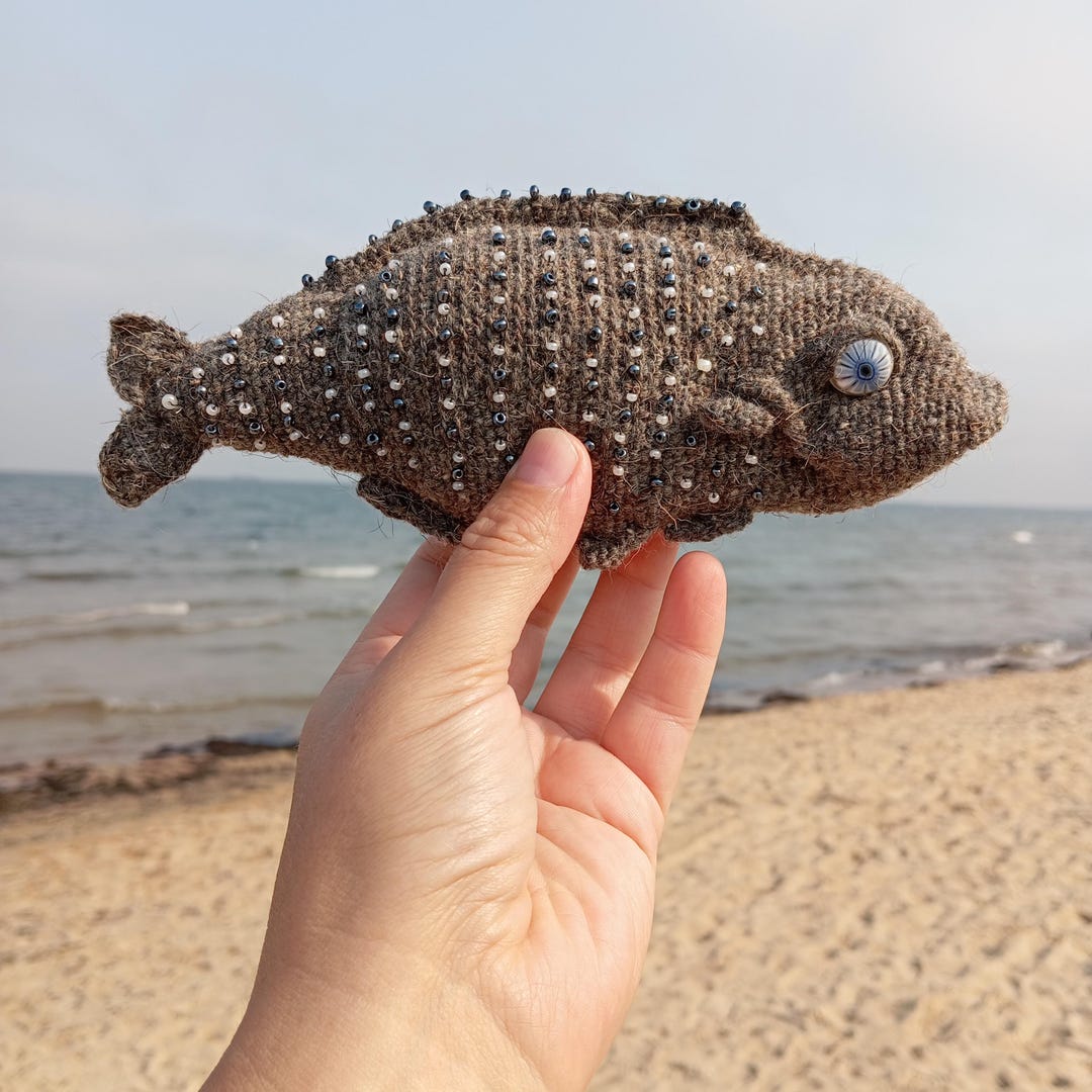 Crochet Wool Fish Sculpture: Unique Home Decor, Gift for Fish Lover - Etsy