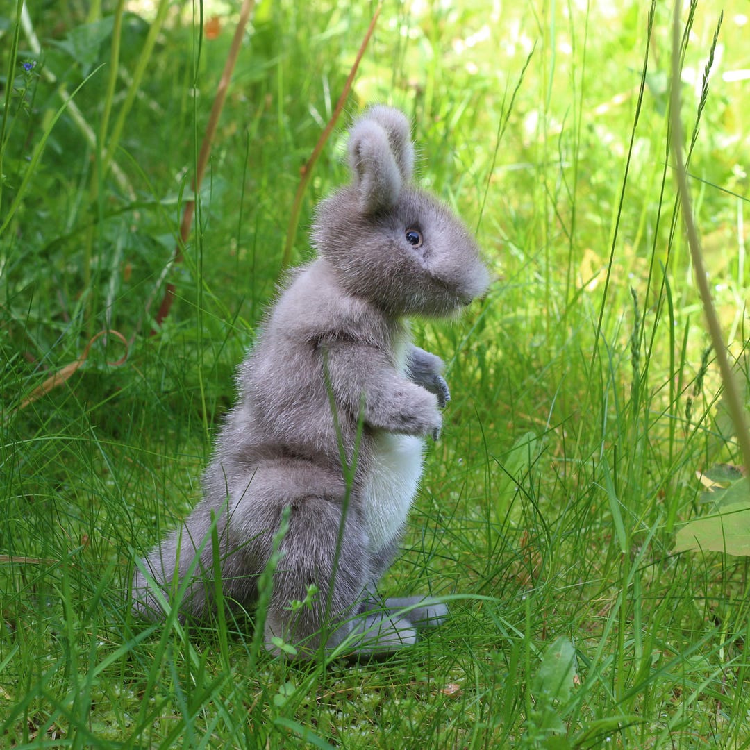 Mink Fur Kangaroo Stuffed Animal: Soft Plush Toy, Movable Paws - Etsy