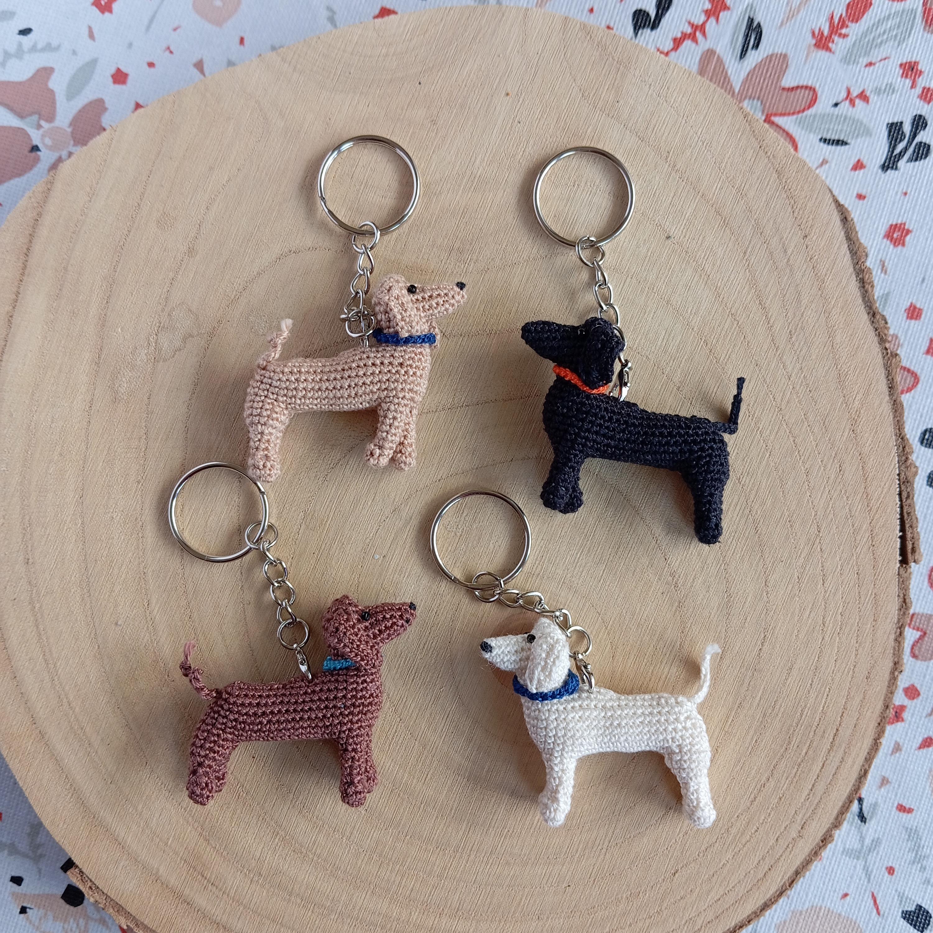 Crochet Dog Keychain: Custom Miniature Animal Bag Charm - Etsy