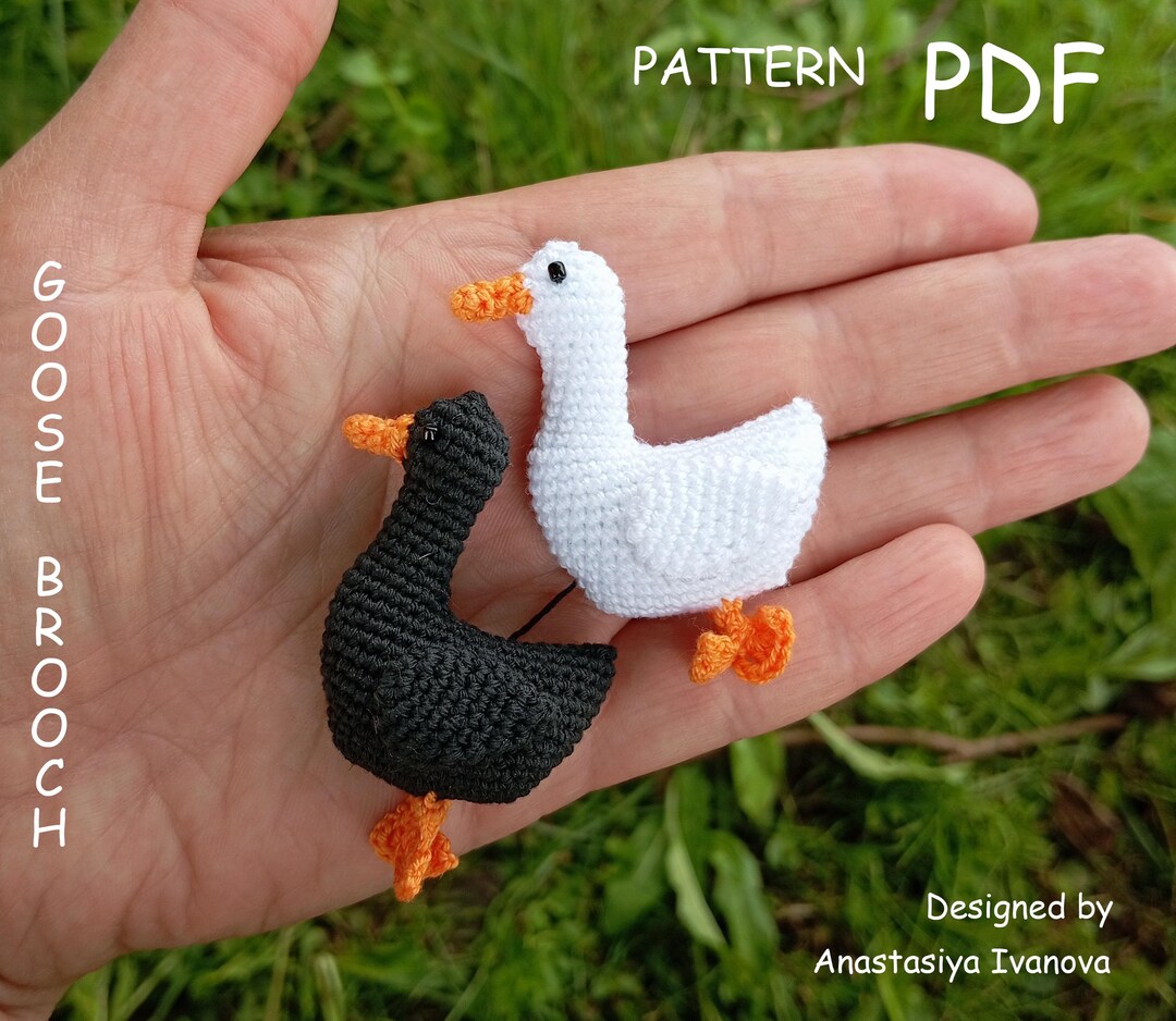 Goose Brooch Crochet Pattern. Amigurumi Miniature Goose Pattern. PDF ...