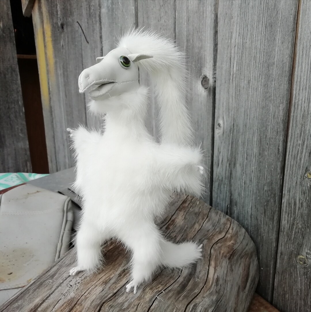 White Mink Fur Dragon Stuffed Animal: Poseable Fantasy Toy - Etsy