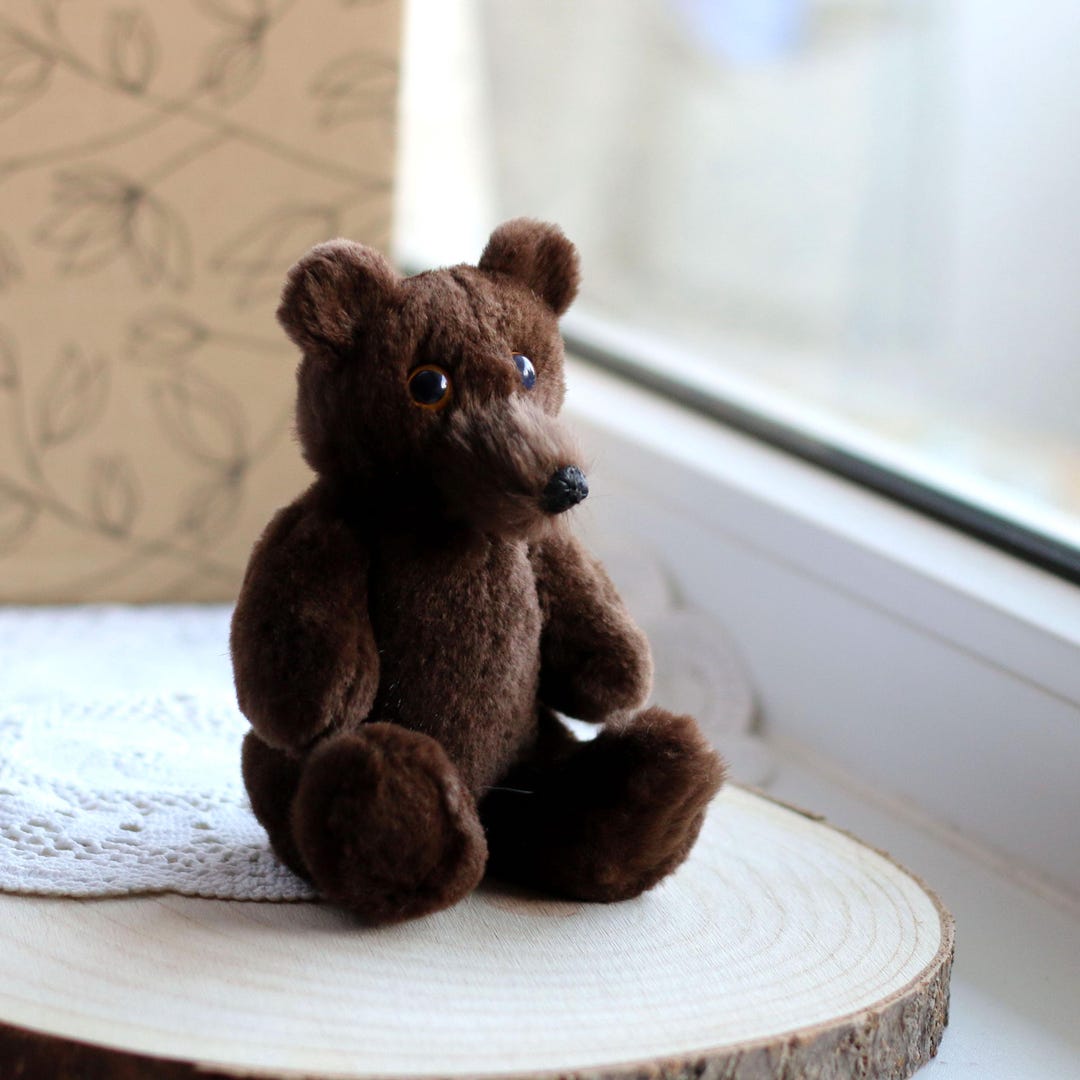 Teddy Bear, Cute Stuffed Fluffy Natural Mink Fur Toy for Playing and ...