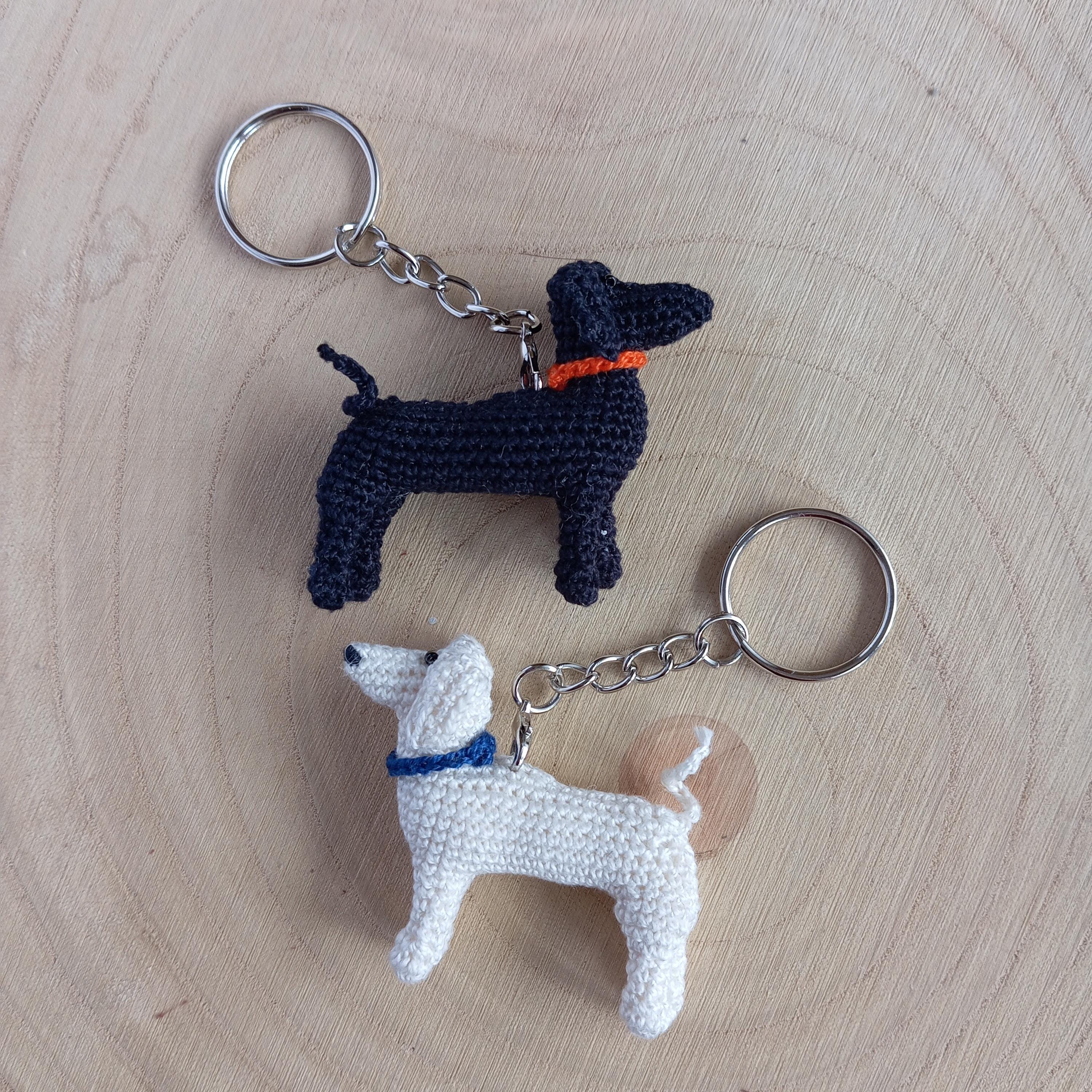 Crochet Dog Keychain: Custom Miniature Animal Bag Charm - Etsy