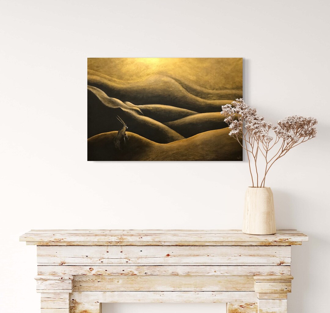 Desert Scene Painting Gold Colour Painting Abstract Desert Painting ...