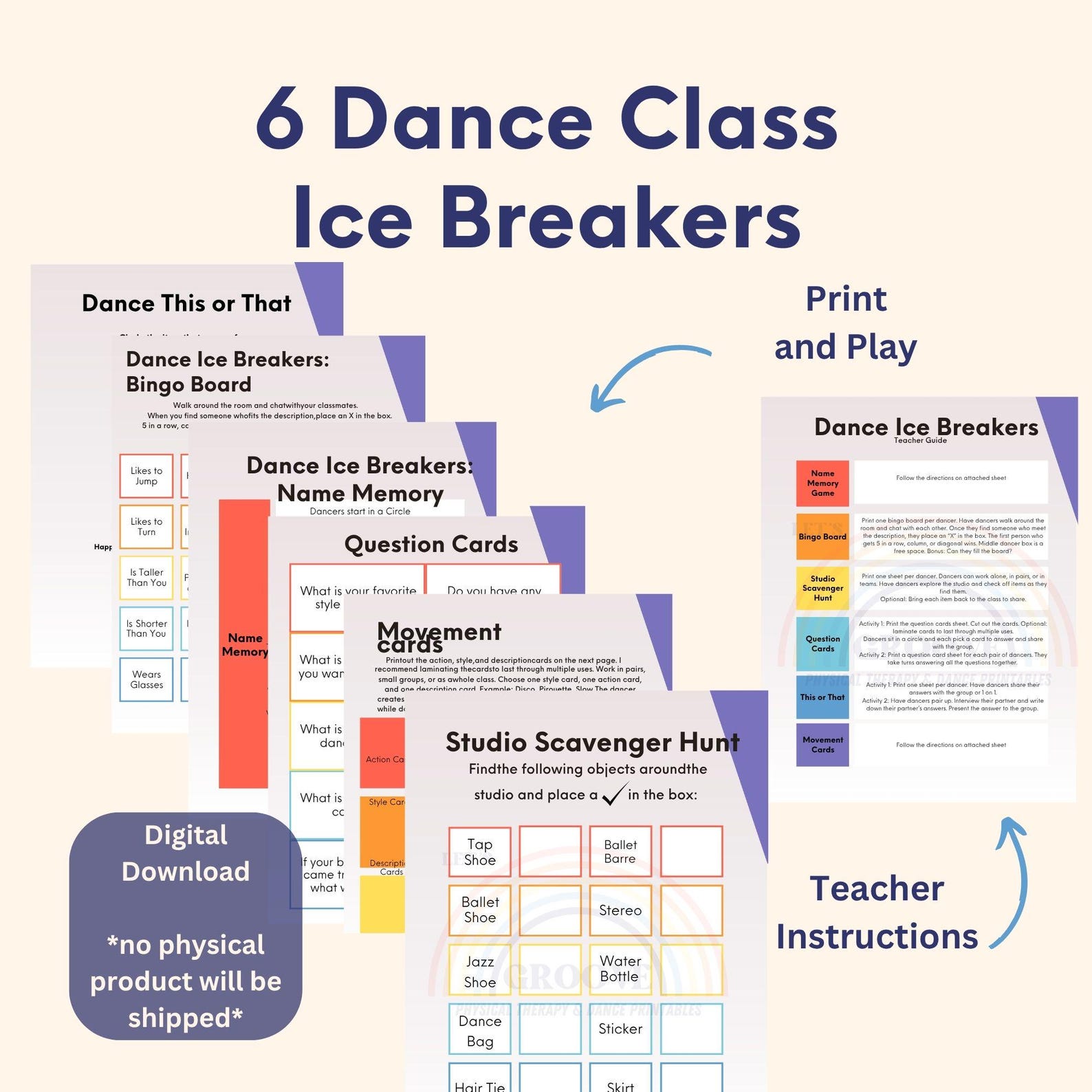 Dance Class Ice Breakers - Etsy