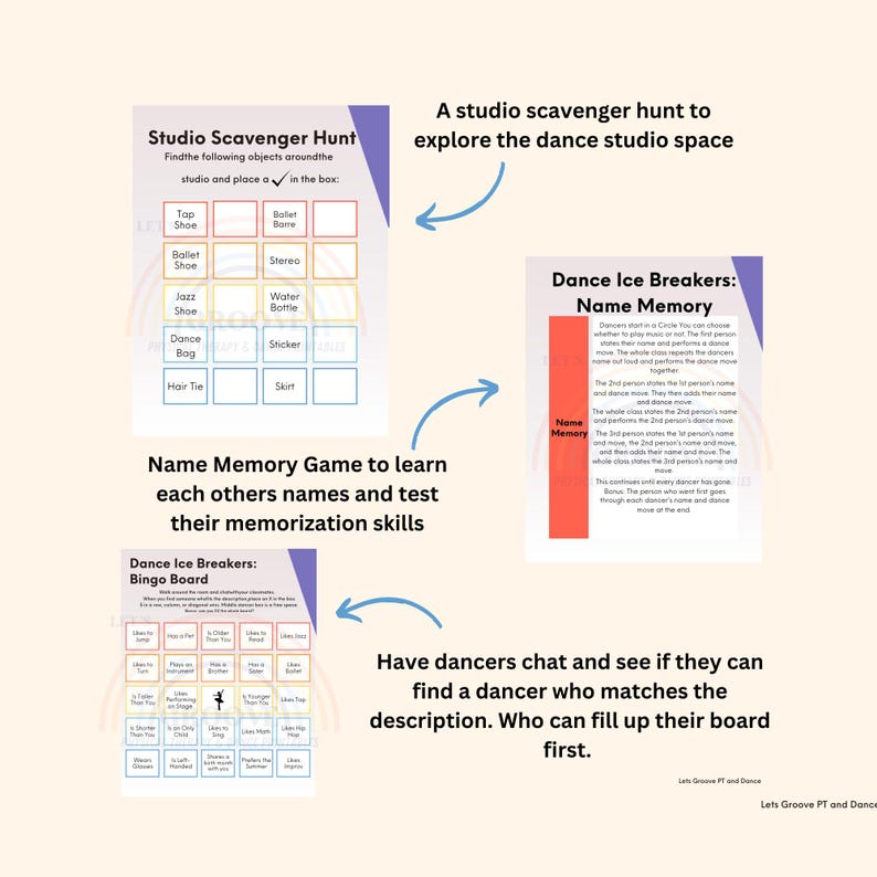 Dance Class Ice Breakers - Etsy