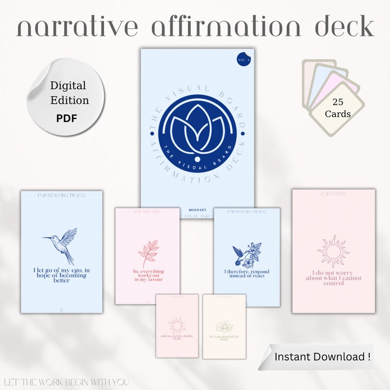 25 Mindful Narrative Affirmation Cards Digital Download (vol.4 Mindset ...