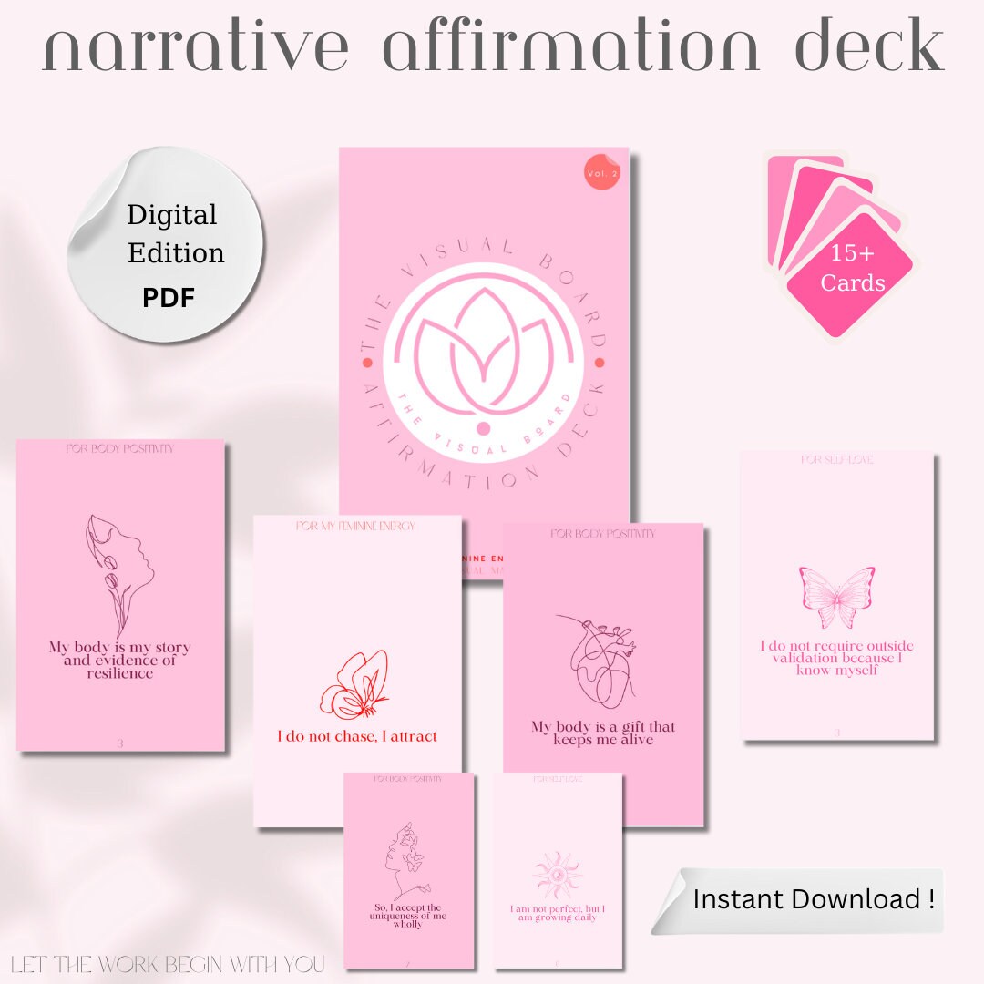 20 Mindful Narrative Affirmation Cards Digital Download (vol.2 Feminine ...
