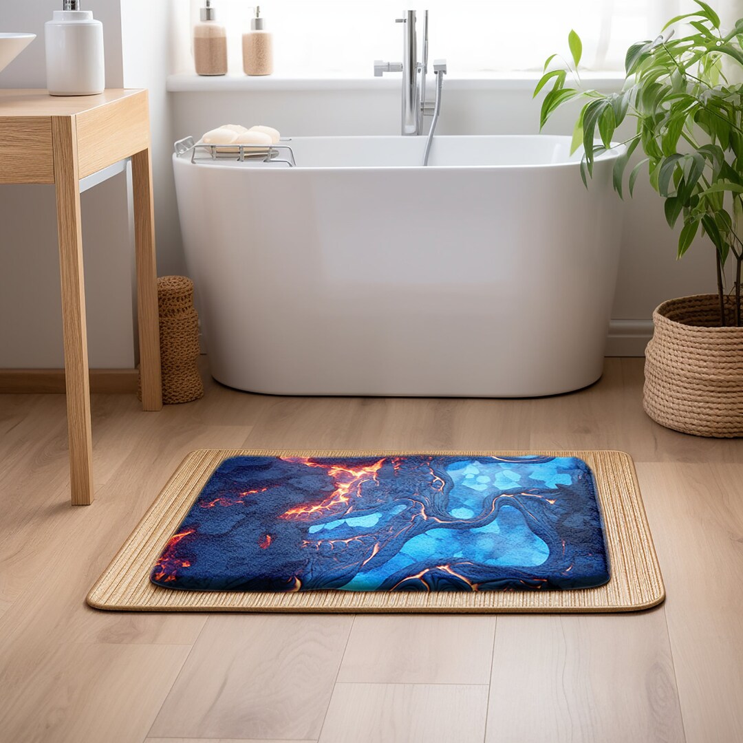 Navy Nebula Volcano Velvet: Soft, Absorbent Bath Mat, A Great Home ...