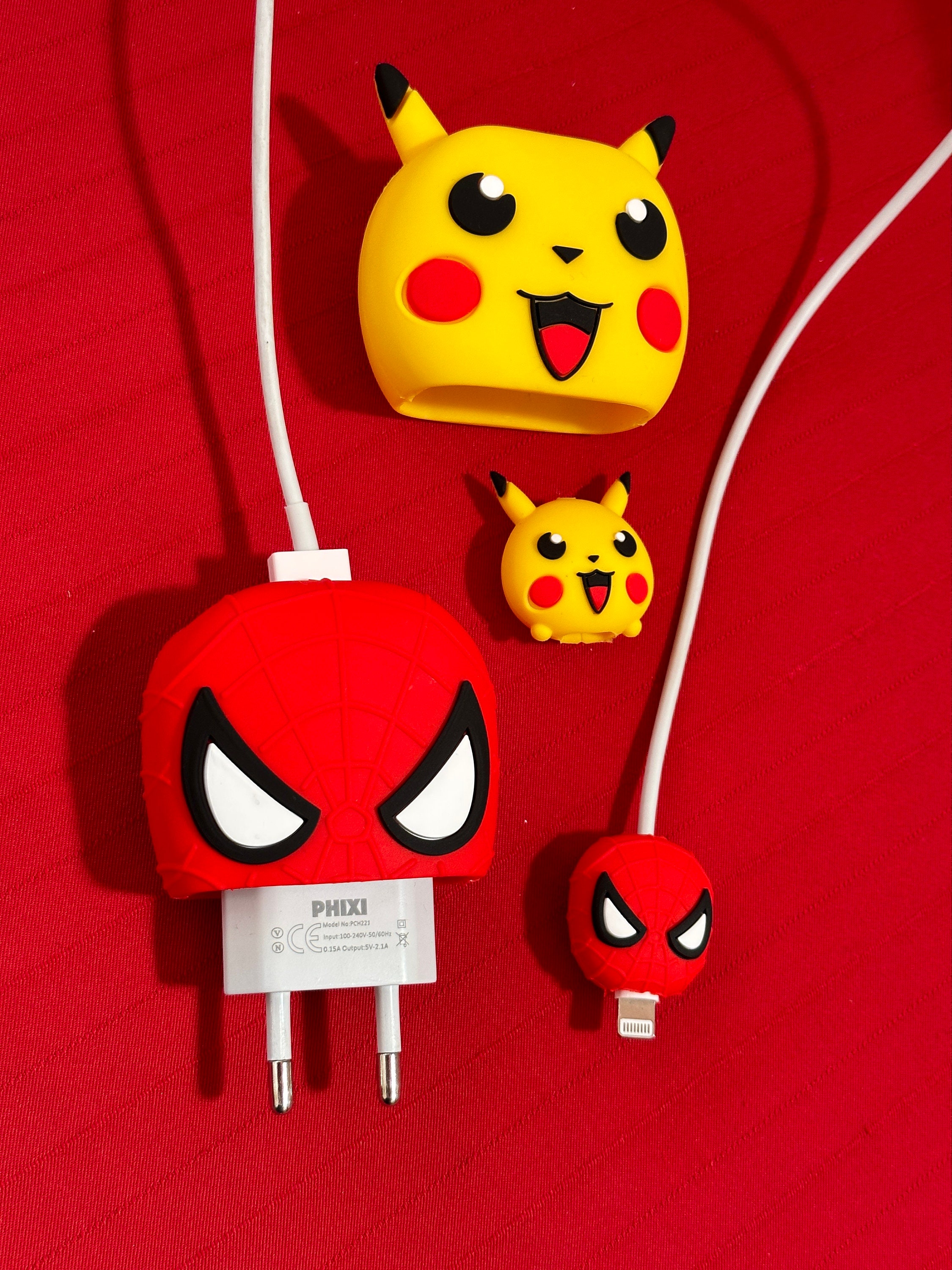 Cartoon Charger Protector Batman/spiderman/pikachu Durable Cable Cover ...