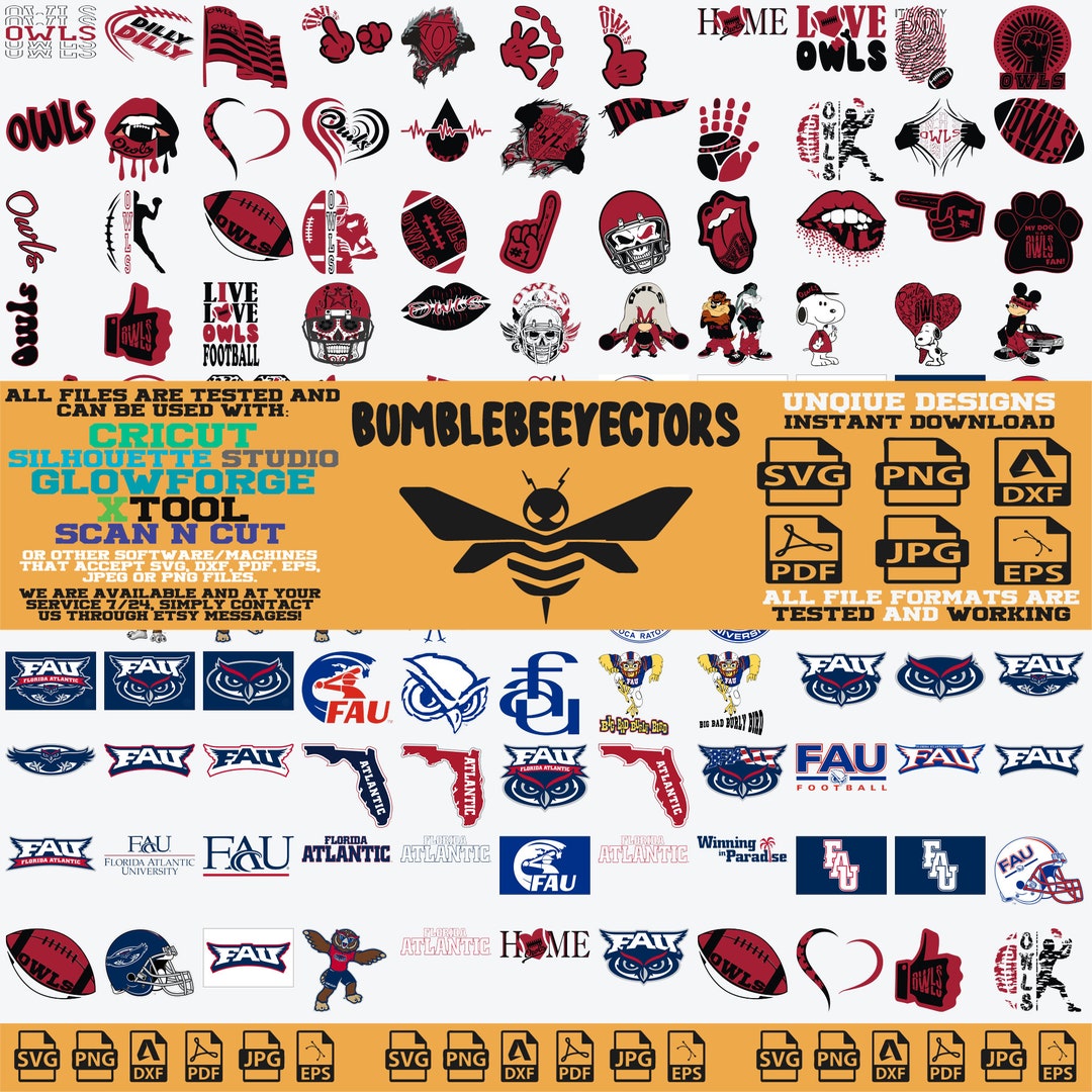 Owls SVG, Florida Atlantic SVG, Owls Bundle, Mascott, Team, Mom ...