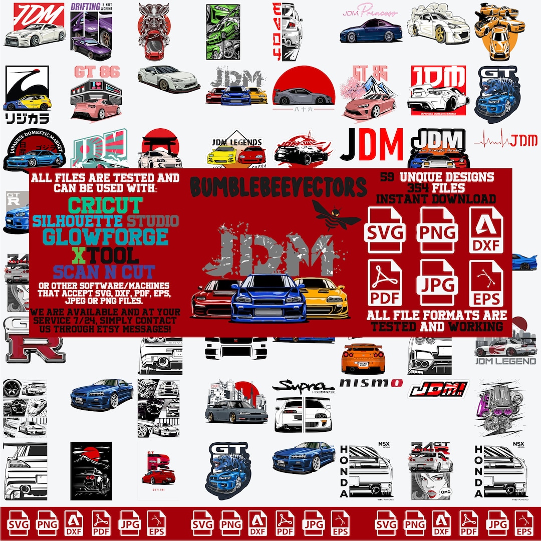 JDM Svg Bundle, Sport Car Streetwear Designs, T-shirt Design Bundle ...