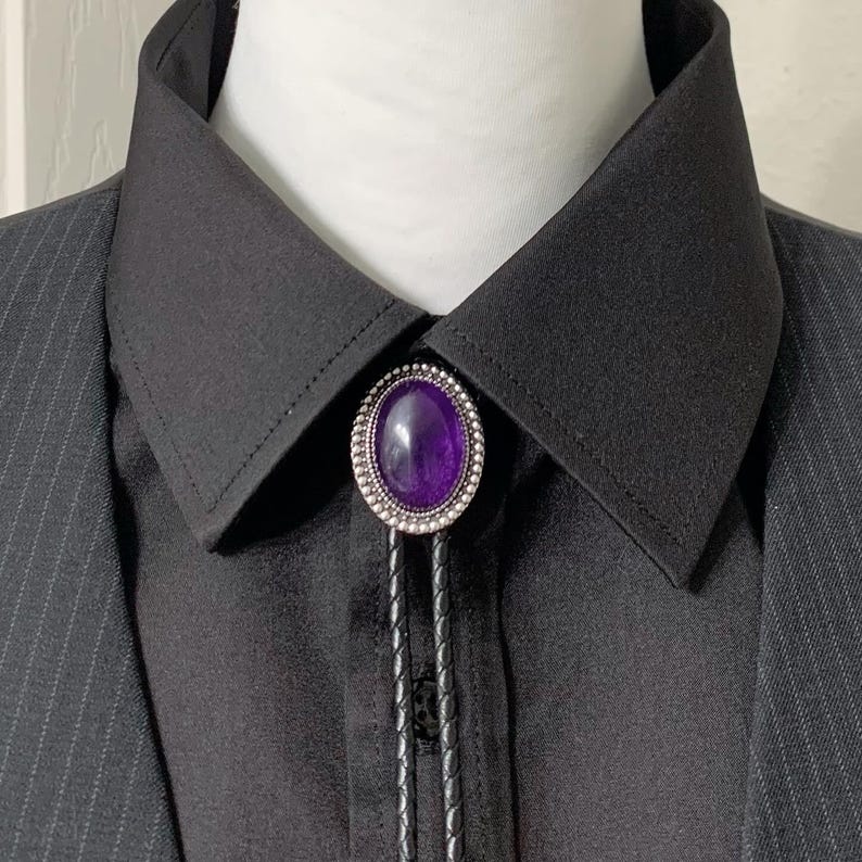 Gemstone Bolo Tie/ Amethyst - Etsy
