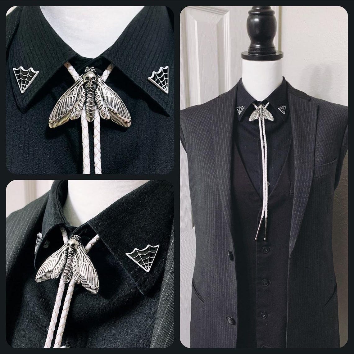 Moth Bolo Tie/ Whiteout - Etsy
