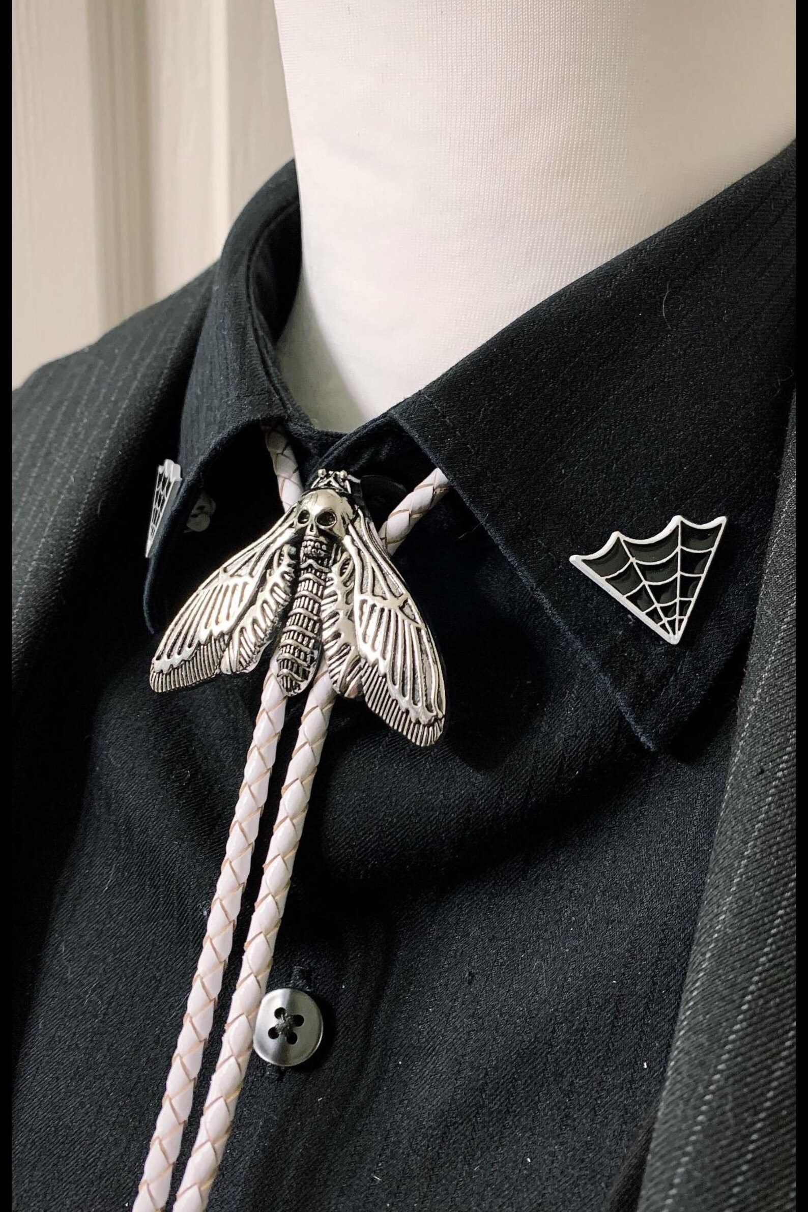 Moth Bolo Tie/ Whiteout - Etsy