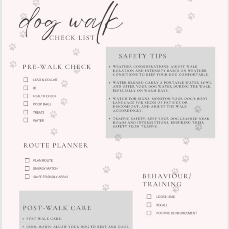 Dog Walk Checklist - Etsy