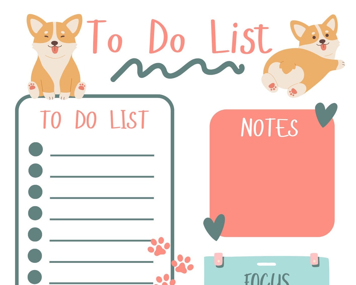 Corgi Themed to Do List (printable) - Etsy