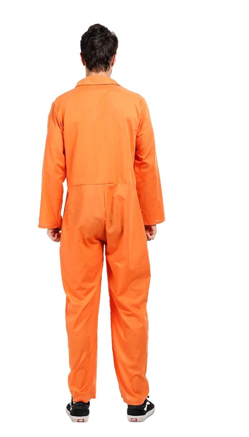 Men's Prisoner Jumpsuit Cosplay Halloween Costume for Adult Orange ...