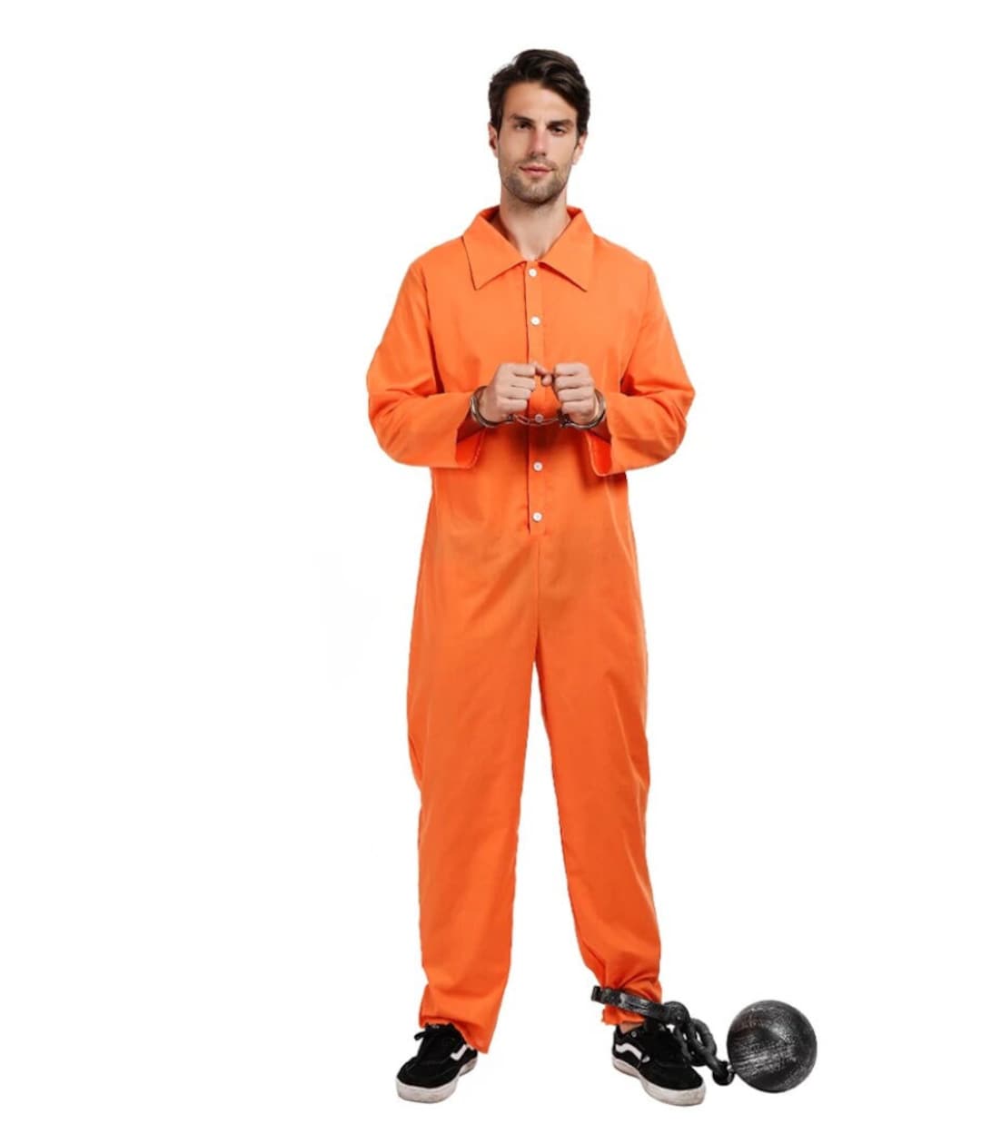 Men's Prisoner Jumpsuit Cosplay Halloween Costume for Adult Orange ...