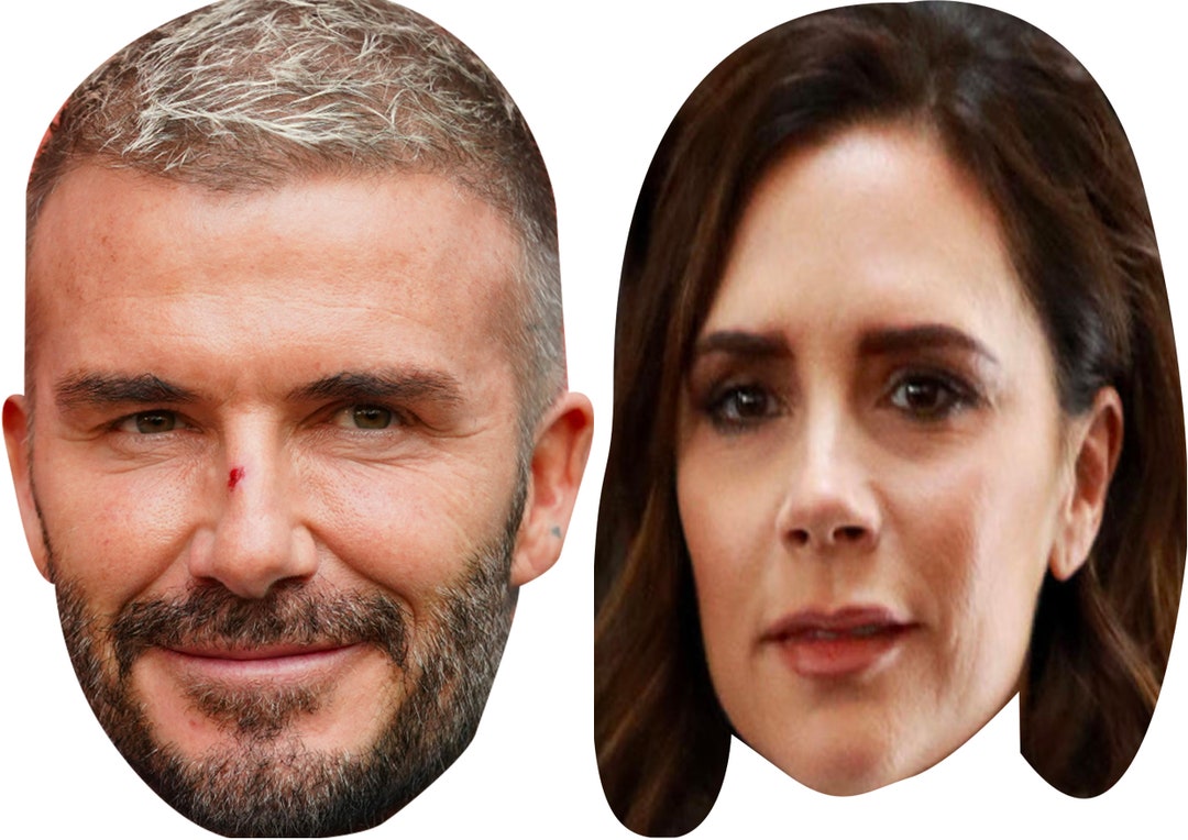 Victoria and David Beckham Celebrity Couple Fancy Dress Face Mask Pack ...