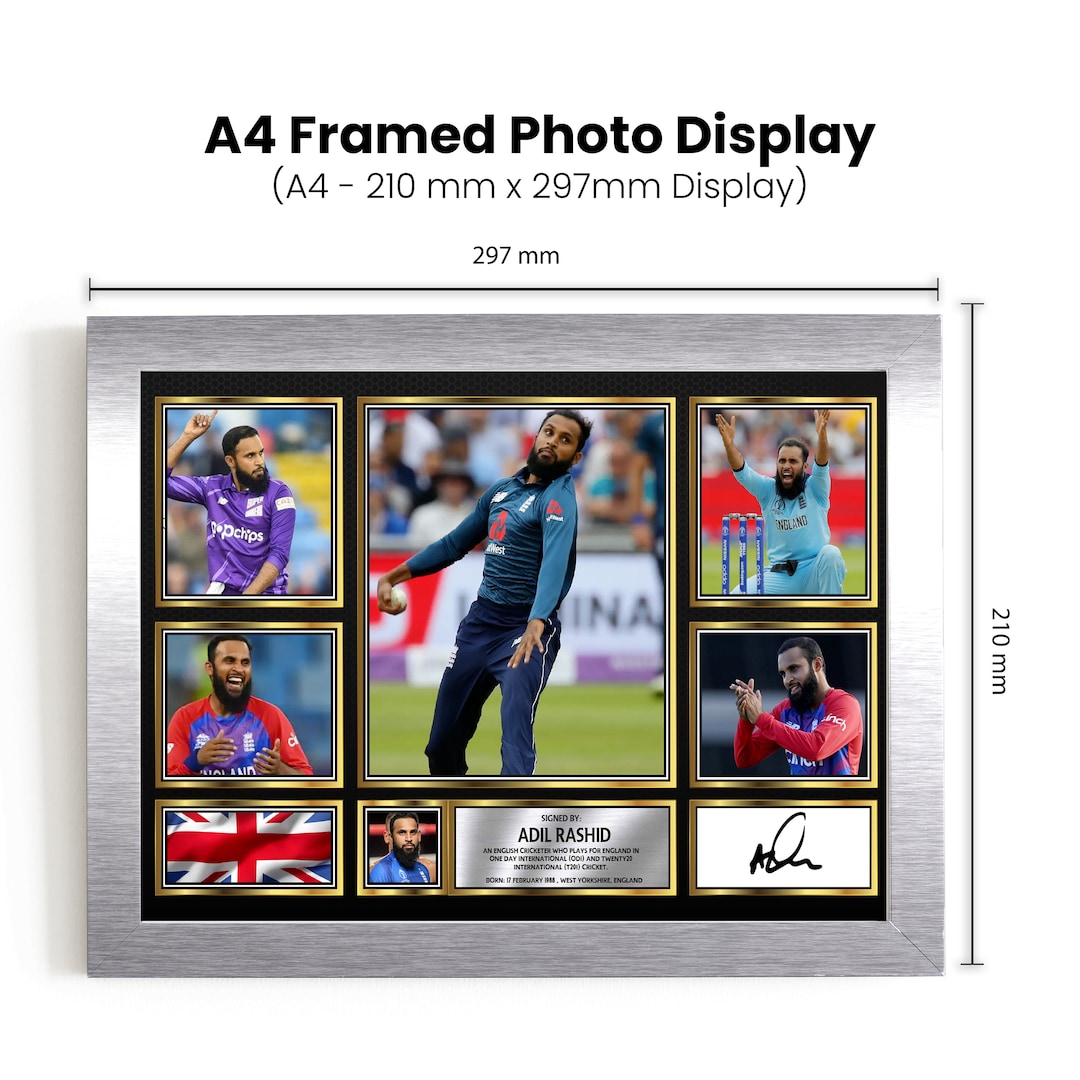 Adil Rashid Pro Cricketer Signed Autographed Limited Edition Poster Print Cricket Gift Optional ...