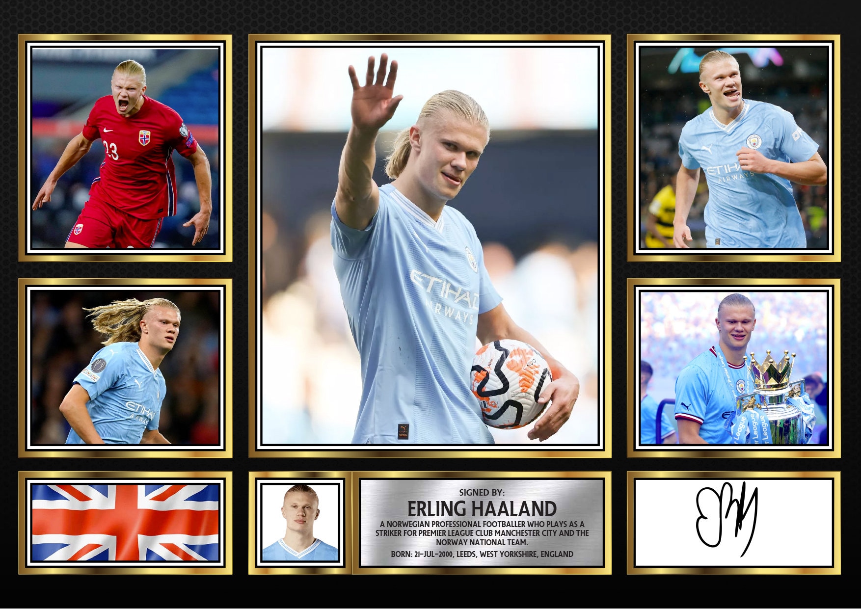 Erling Haaland Footballer Signed Autographed Limited Edition Poster ...