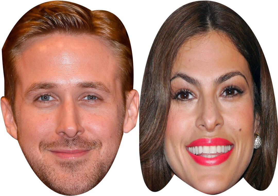 Ryan Gosling and Eva Mendes Celebrity Couple Fancy Dress Face Mask Pack ...