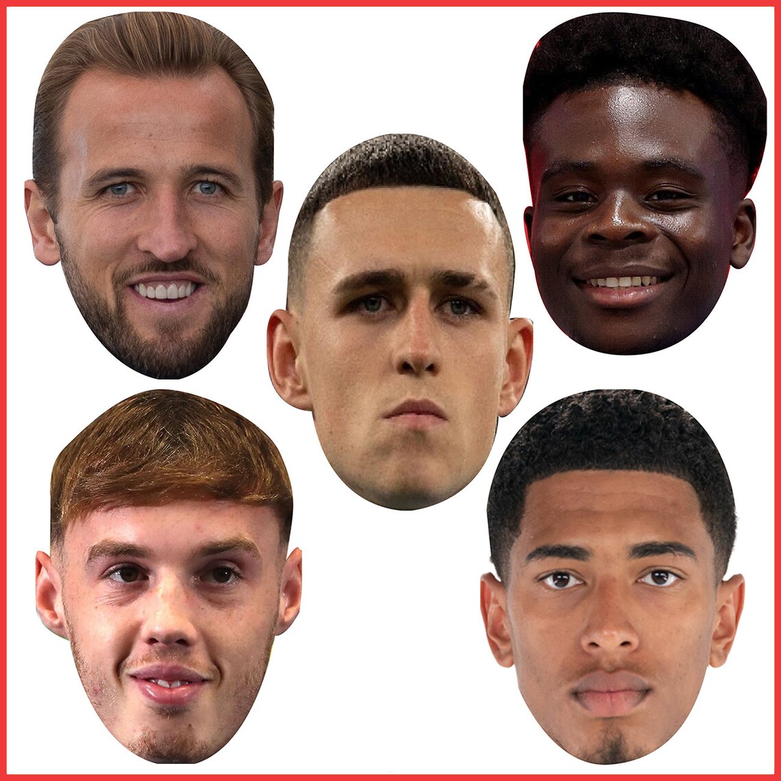 Euro's 2024 England Footballers Fancy Dress Face Mask Pack Hen Stag ...