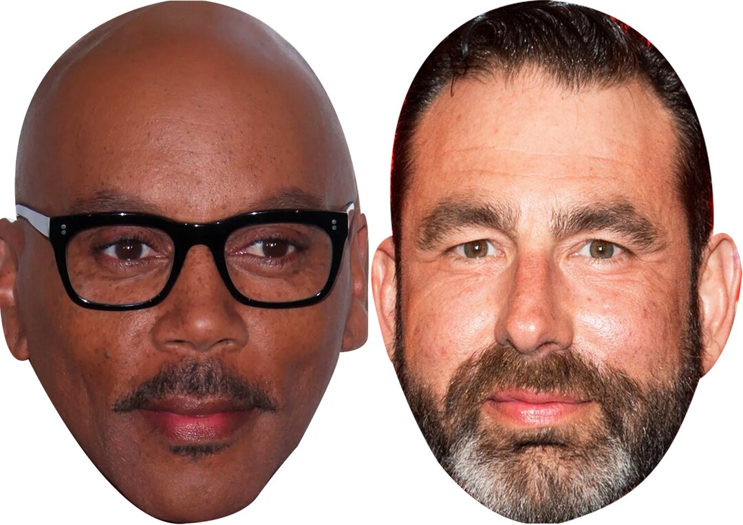 Rupaul and Georges Lebar Celebrity Couple Fancy Dress Face Mask Pack ...