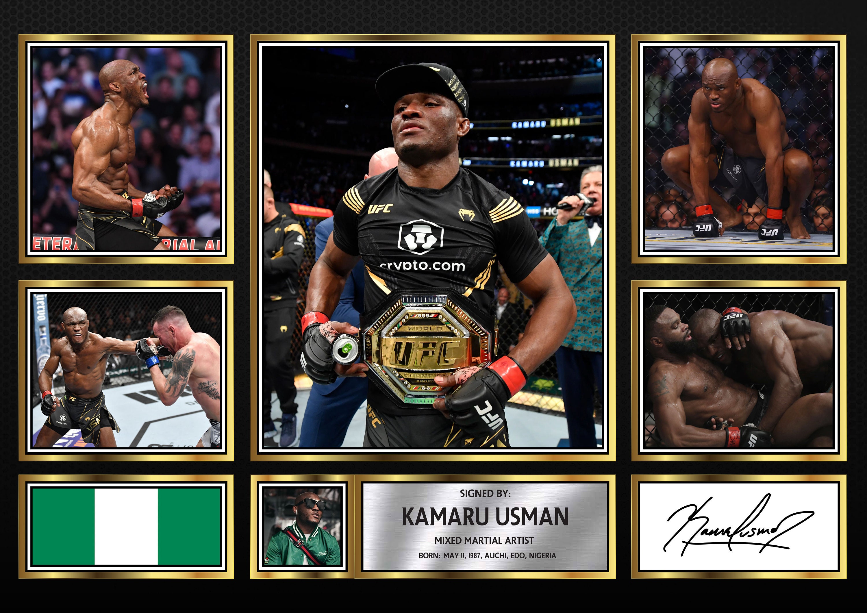Kamaru Usman UFC Fighter Signed Autographed Limited Edition Poster ...