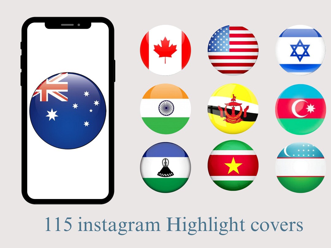 115 Countries Flags Instagram Highlight Covers (canva Editable) - Etsy