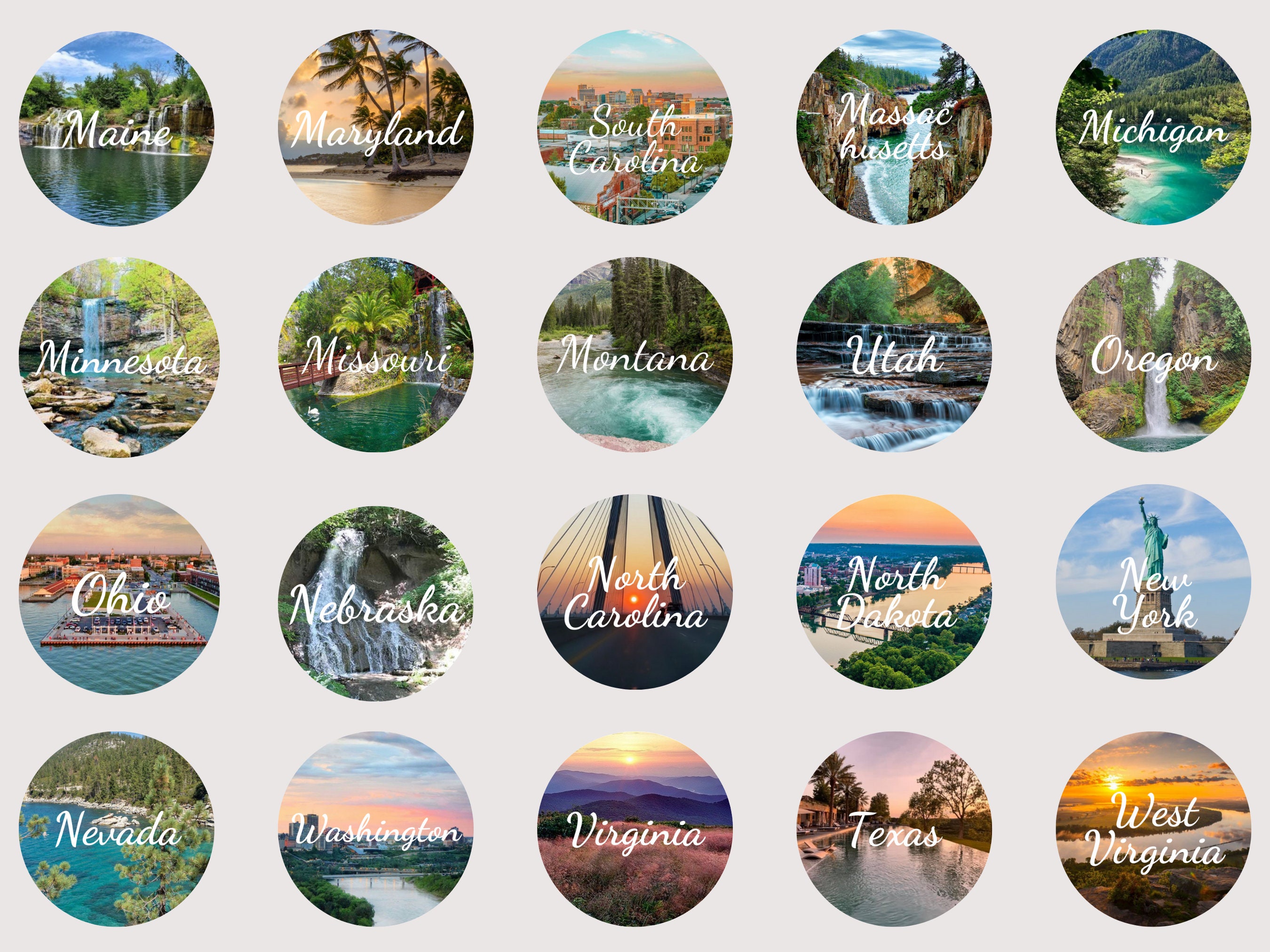 USA Travel Instagram Highlight Covers, US States, 50 Icons (canva ...
