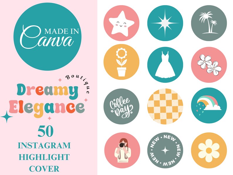 Minimalist Instagram Highlight Covers, Editable Canva Templates - Etsy
