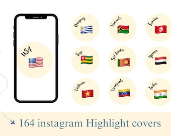 Instagram Travel Highlight Cover 192 Countries and Islands Flags on a ...