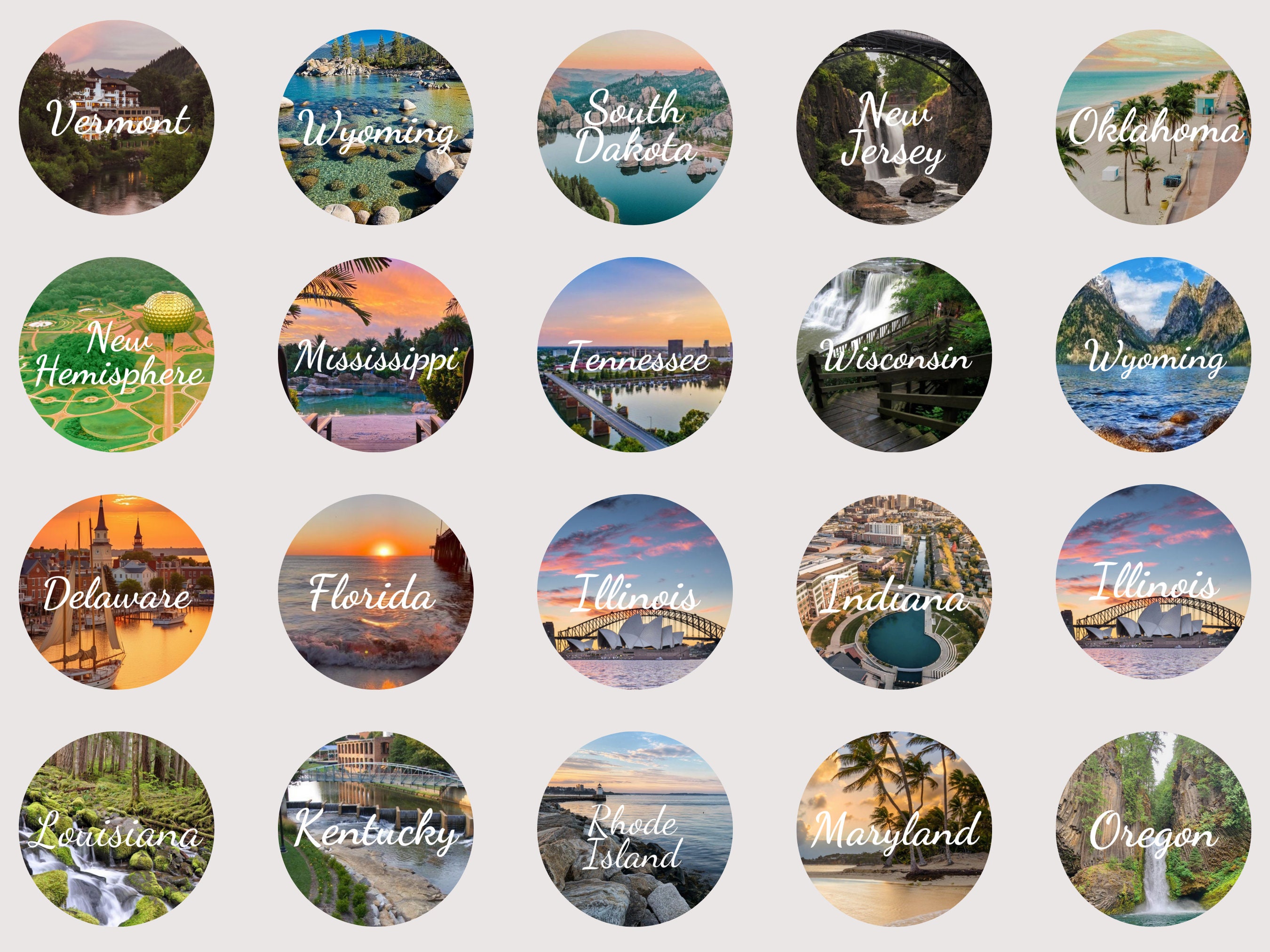 USA Travel Instagram Highlight Covers, US States, 50 Icons (canva ...