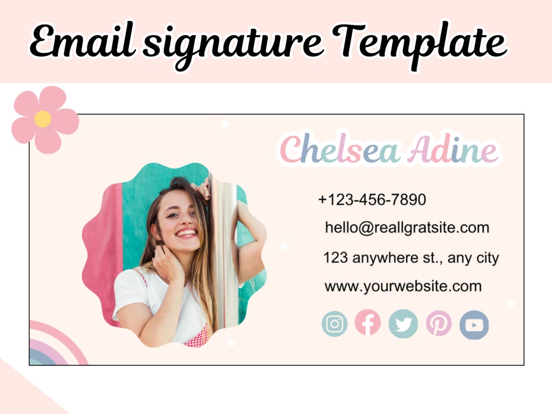 Bright Pink Email Signature Template, Small Business Branding (canva ...