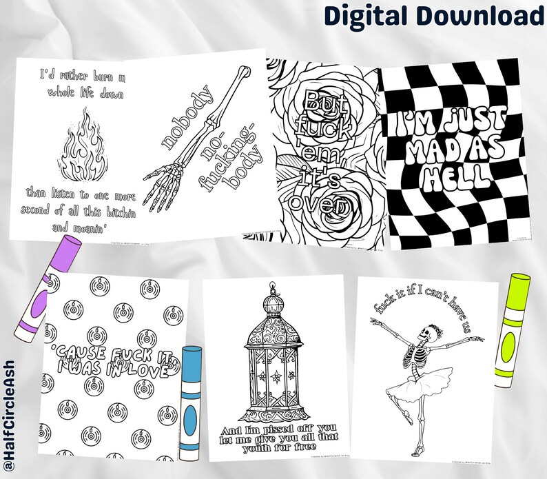 The Tortured Poets Department SWEAR WORD Adult Coloring Book Swiftie ...