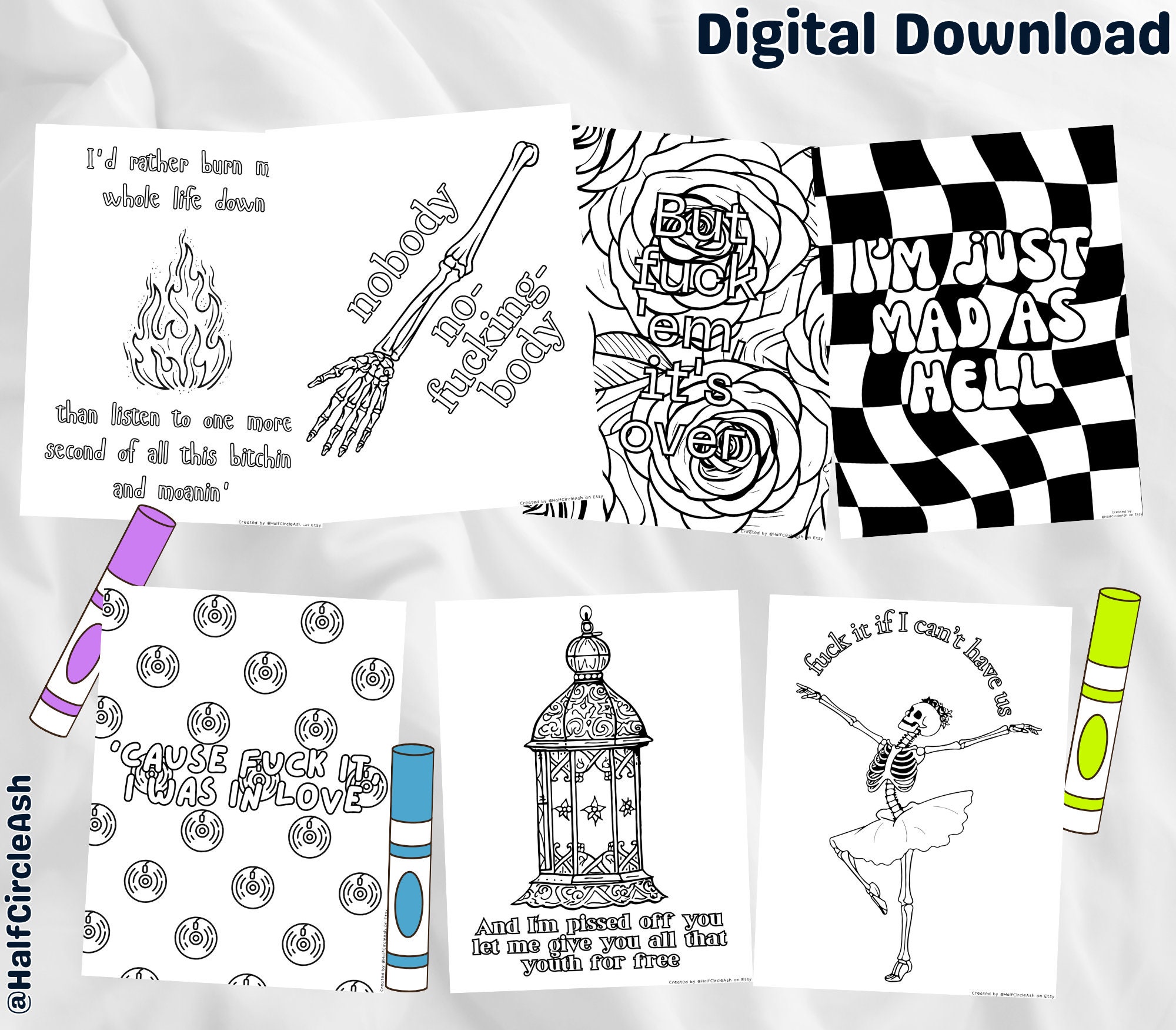 The Tortured Poets Department SWEAR WORD Adult Coloring Book Swiftie ...