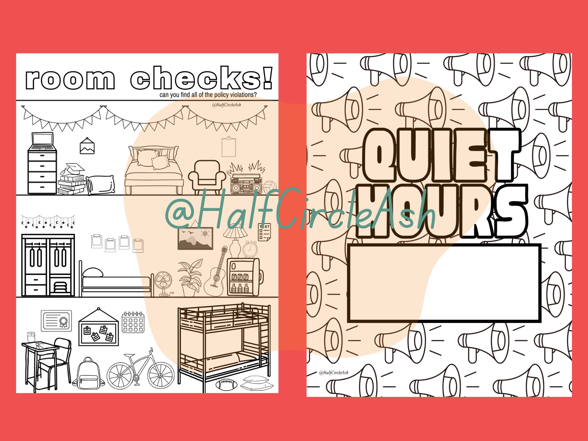 Resident Assistant Coloring Pages RA Residence Life Activity Book ...