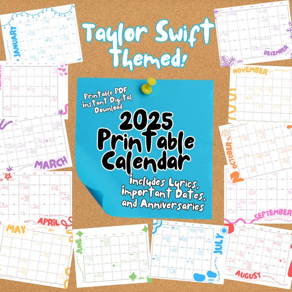 Taylorswift 2025 Calendar - Etsy