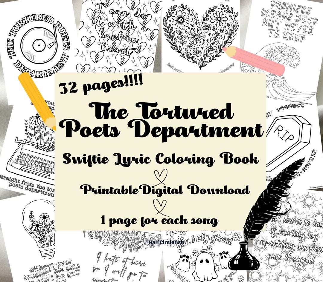 The Tortured Poets Department Coloring Book Swiftie Taylor Swift TTPD ...