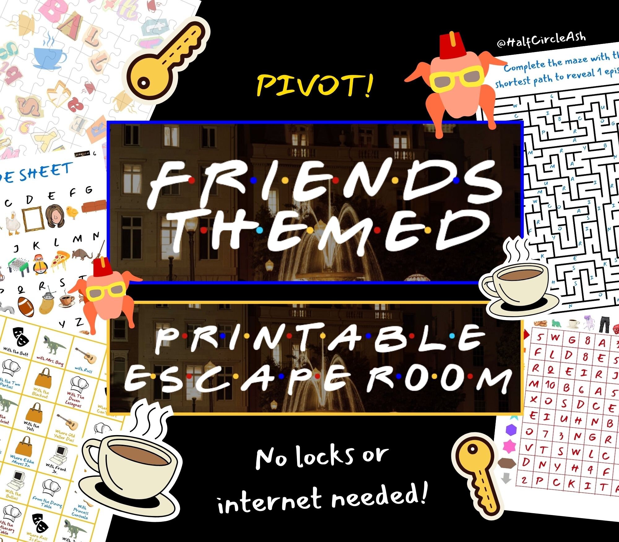 FRIENDS Escape Room TV Show Printable Digital Download Escape Room Kit ...