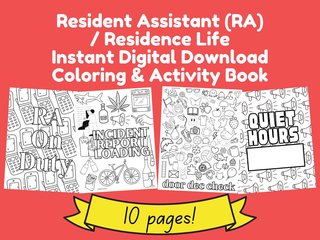 Resident Assistant Coloring Pages RA Residence Life Activity Book ...