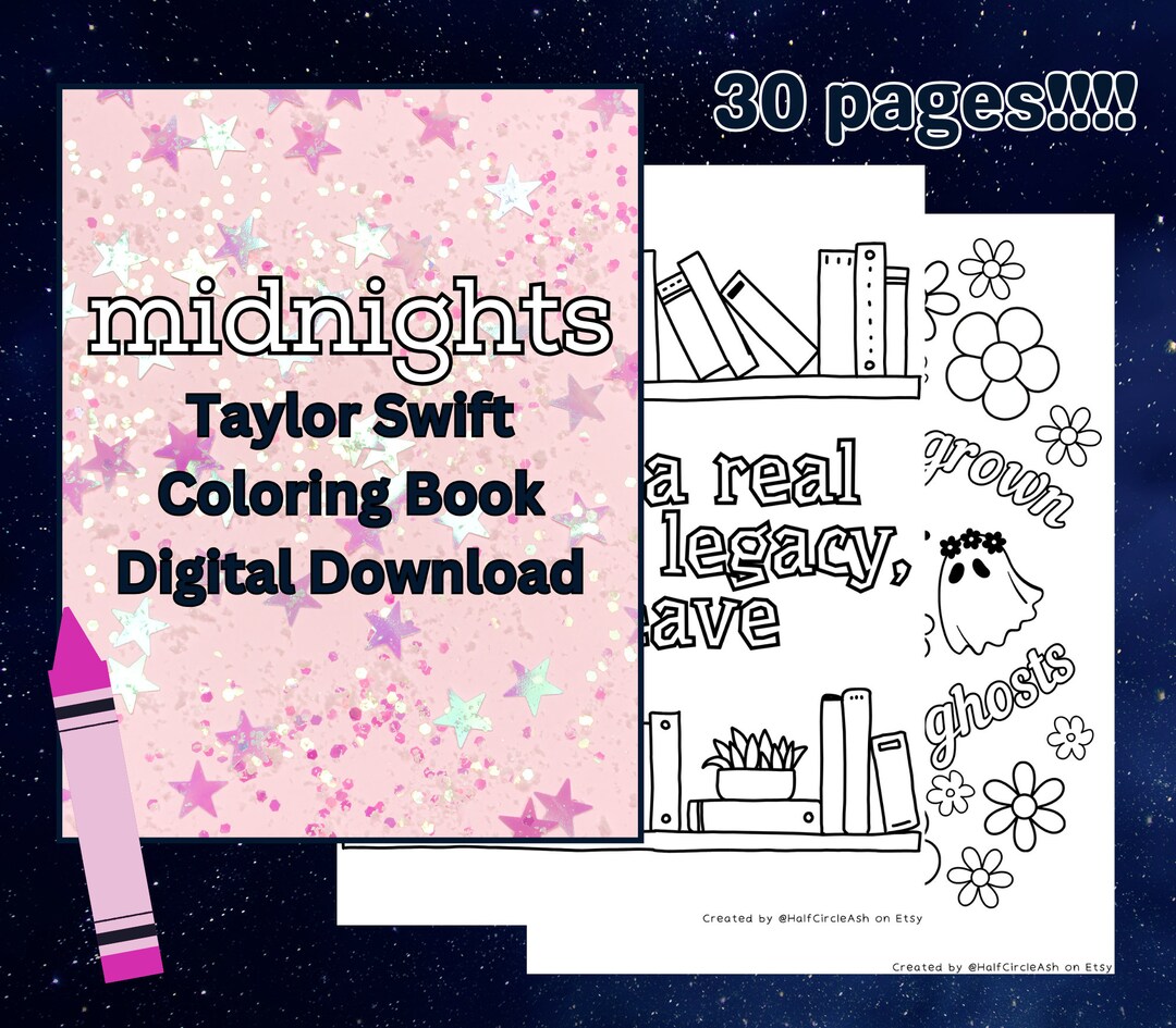 Midnights Digital Download Coloring Book 30 Taylor Swift - Etsy
