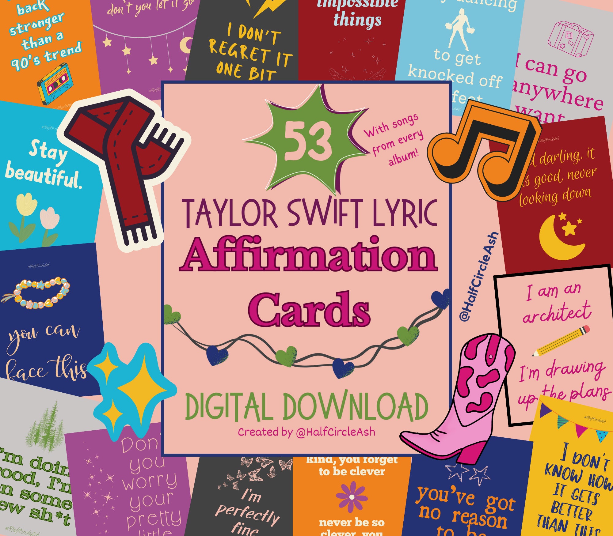 53 Taylor Swift Affirmation Cards - Digital Download for a Classroom ...