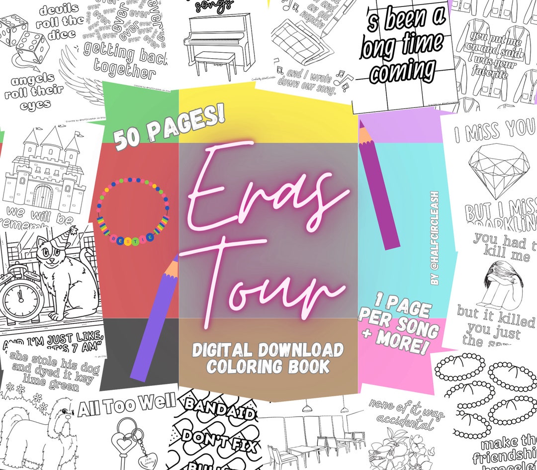 Taylor Swift Eras Tour Descarga digital Libro para colorear The Eras ...