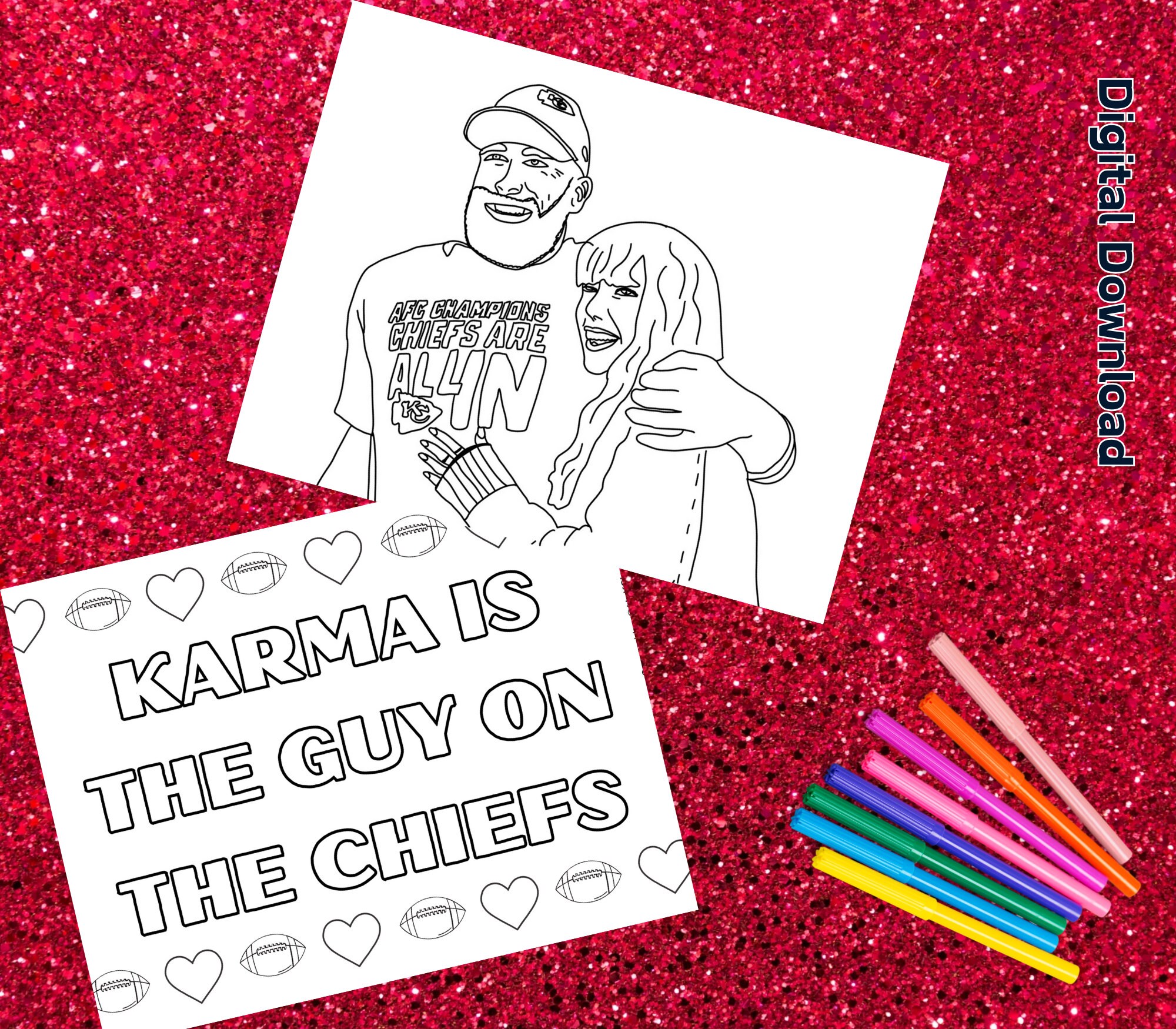 Swiftie Super Bowl Coloring Book Taylor and Travis Karma is the Guy on ...